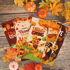 DERAYEE Thanksgiving Treat Bags, 180 Pcs Fall Cellophane Candy Bags Maple Leaves Turkey Pumpkin Goodie Gift Bags for Thanksgiving Party Supplies