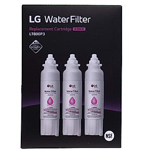 LG LT800P3 6-Month / 200 Gallon Replacement Refrigerator Water Filter, 3 Count (Pack of 1), White