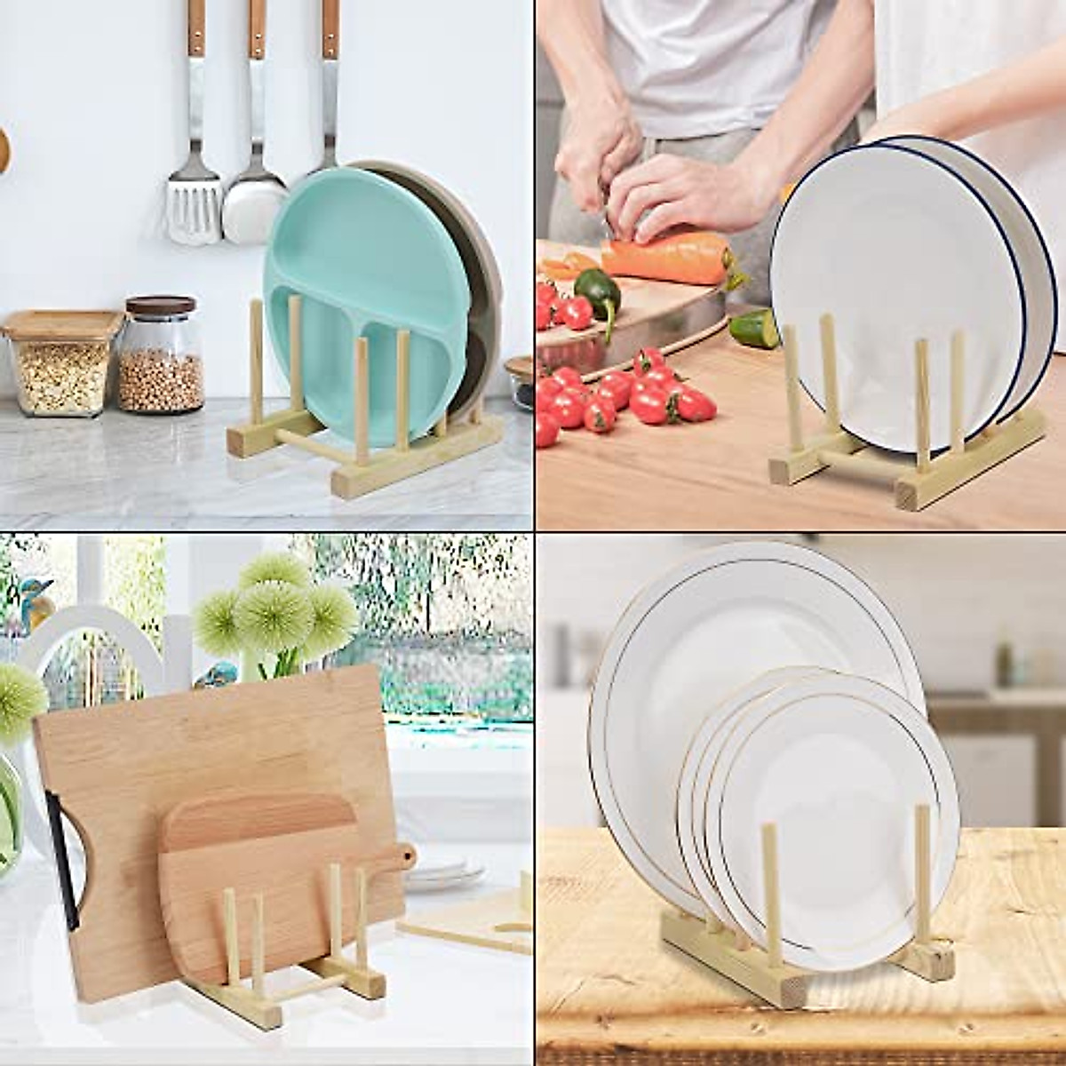 ChengFu Bamboo Wooden Baby Plate Holder, Baby Plate Rack, Baby Plate Stand, Baby Plate Organizers, Kitchen Cabinet Organizer for Dish, Baby Plate, Bowl, Cup Pot, Lid, Book