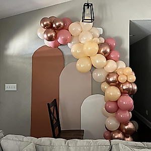 YSF 158Pcs Dusty Rose Pink Balloon Garland Kit Arch with Gream Peach, Peach, Apricot,and Chrome Champagne Balloons Neutral Decorations for Baby Bridal Shower, Birthday Party Ballon Wall