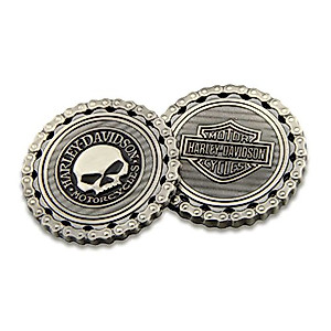 Harley-Davidson Skull/Bar & Shield Chain Challenge Coin, 1.75 inch 8005184