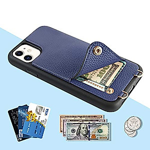 iPhone 12 Wallet Case, 6.1 inch, iPhone 12 Pro Wallet Case, JLFCH Crossbody Case with Credit Card Holder Lanyard Purse Women/Girly Protective for Apple iPhone 12 Pro (2020), 6.1 inch - Dark Blue