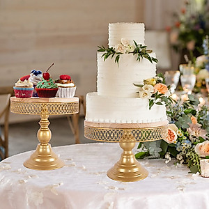 weharnar Set of 2 Cake Stand for Dessert Table Cake Plate Tray for Wedding Birthday Baby Shower Christmas Party, Cake Stand 12" 10"