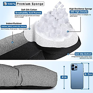 Millsilo Custom Indoor Bench Cushions, Non-Slip Tufted Outdoor Swing Seat Cushions, Personalized Size Bayed Window Seat Cushions, Piano Bench Cushions, Long Bench Seat Pad for Patio Garden Kitchen