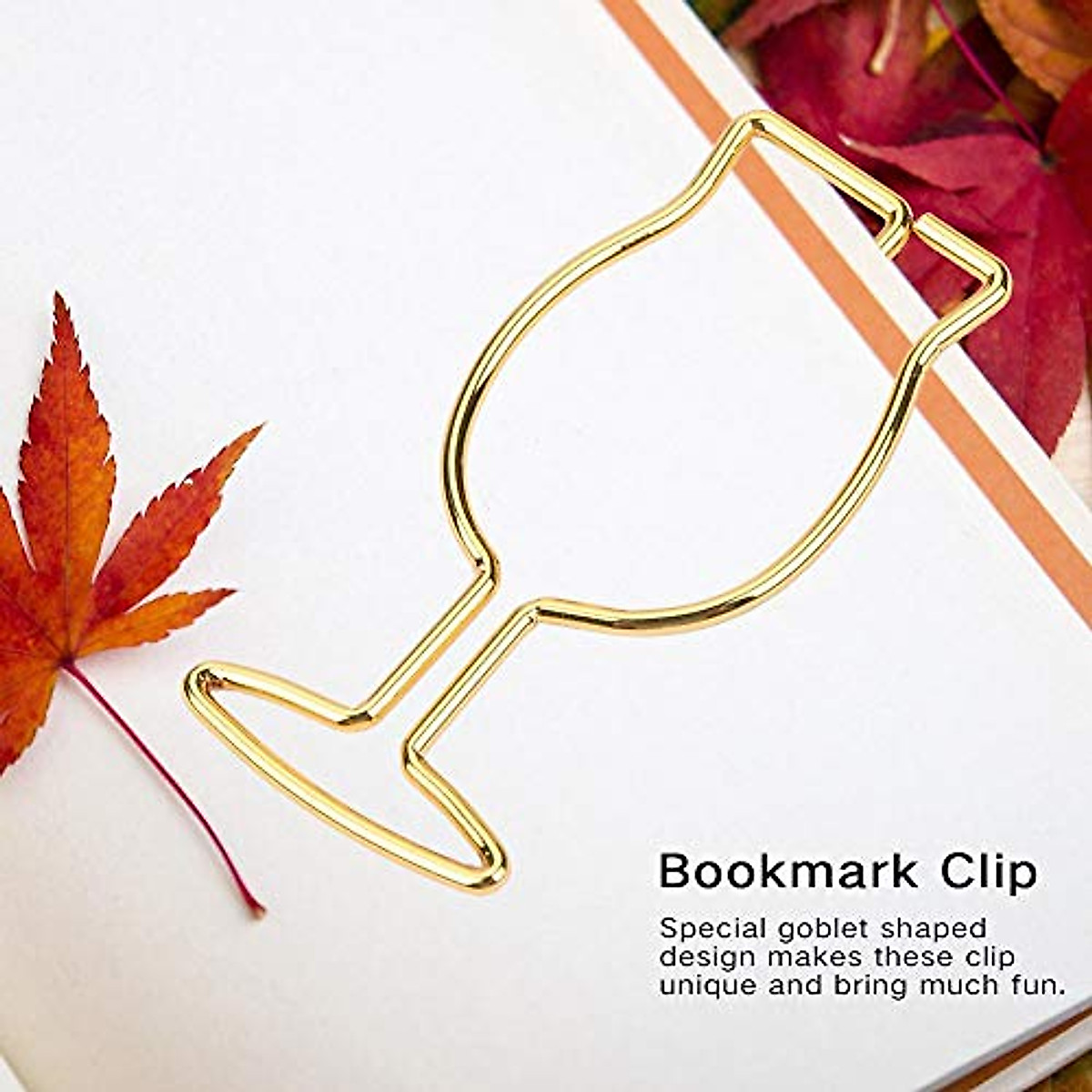 10pcs Gold Paper Clips, Electroplating Metal Goblet Shaped Paper Clip Funny Stationery Bookmark Marking Clip Works as Paper Clips, File Clips, Bookmarks