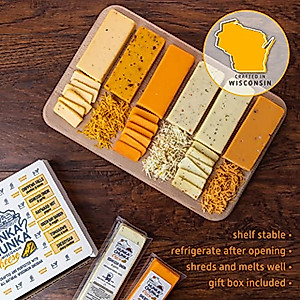 HunkaChunka Wisconsin Cheese Gift Basket, Includes 6 Cheddar Cheese Varieties, Gourmet 2.6 Lb Cheese Gift Box Assortment, Fathers Day Snack Food Gift for Dad, Husband, Son, Grandpa
