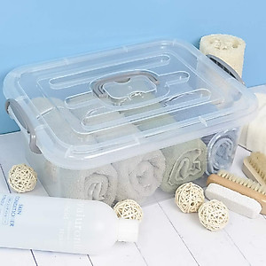 Minekkyes 2 Packs Plastic Storage Box, Clear Latching Storage Bin with Lids/Handles, 8 L