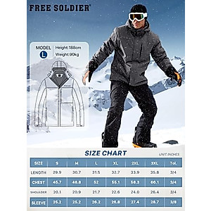 FREE SOLDIER Men's Waterproof Ski Snow Jacket Fleece Lined Warm Winter Rain Jacket with Hood Fully Taped Seams(Charcoal Gray,M)