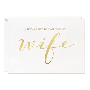 MAGJUCHE Today I Get To Call You My Wife Wedding Day Card, Gold Foil To Bride Card