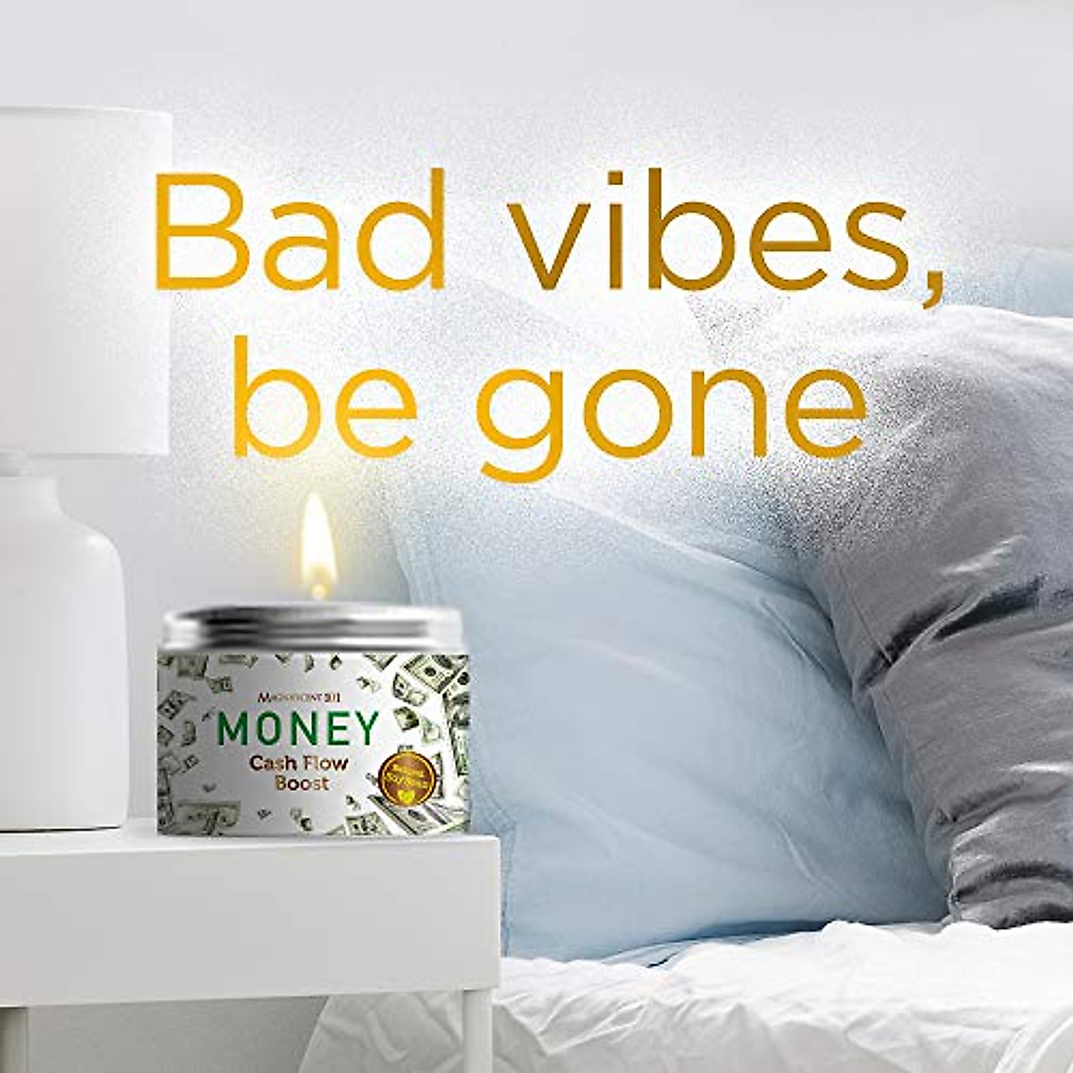 MAGNIFICENT 101 Money Aromatherapy Candle for Getting a Cash Flow Boost - Sage Cinnamon Scented Natural Soybean Wax Tin Candle for Purification and Chakra Healing