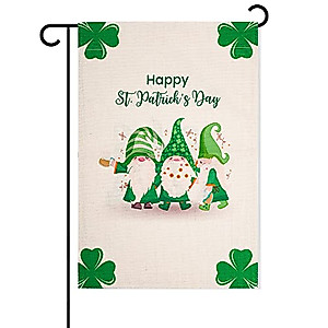 Tugaizi St.Patrick’s Day Garden Flag Clover Gnomes Welcome St.Patrick’s Day House Flag 13x18.9 Inch Double-sided Happy St. Patrick Day Garden Flag for House Yard Outdoor Decorarion