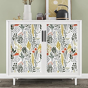 Livebor Floral Wallpaper Peel and Stick Wallpaper Floral Contact Paper 17.7inch x 118.1inch Modern Green Leaf Wallpaper Boho Floral Wallpaper Self Adhesive Wallpaper for Bedroom Leaves Wallpaper Vinyl
