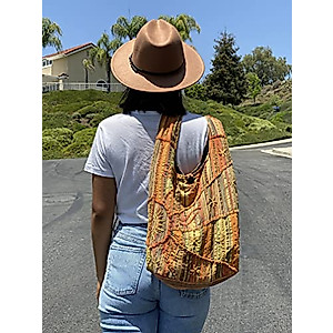 Orange Embroidered Peace and Sunrise Sling Boho Purse Handbag