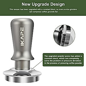 IKAPE 53mm Espresso Tamper, Premium Barista Coffee Tamper with Calibrated Spring Loaded, 100% Flat Stainless Steel Base Tamper Fits for Breville Series 54mm Portafilter Basket