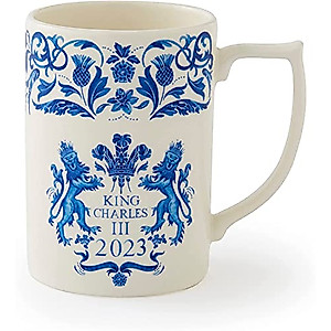 Portmeirion Home & Gifts Spode King Charles III Coronation Single Mug 340ml Blue & White Pattern UK Made