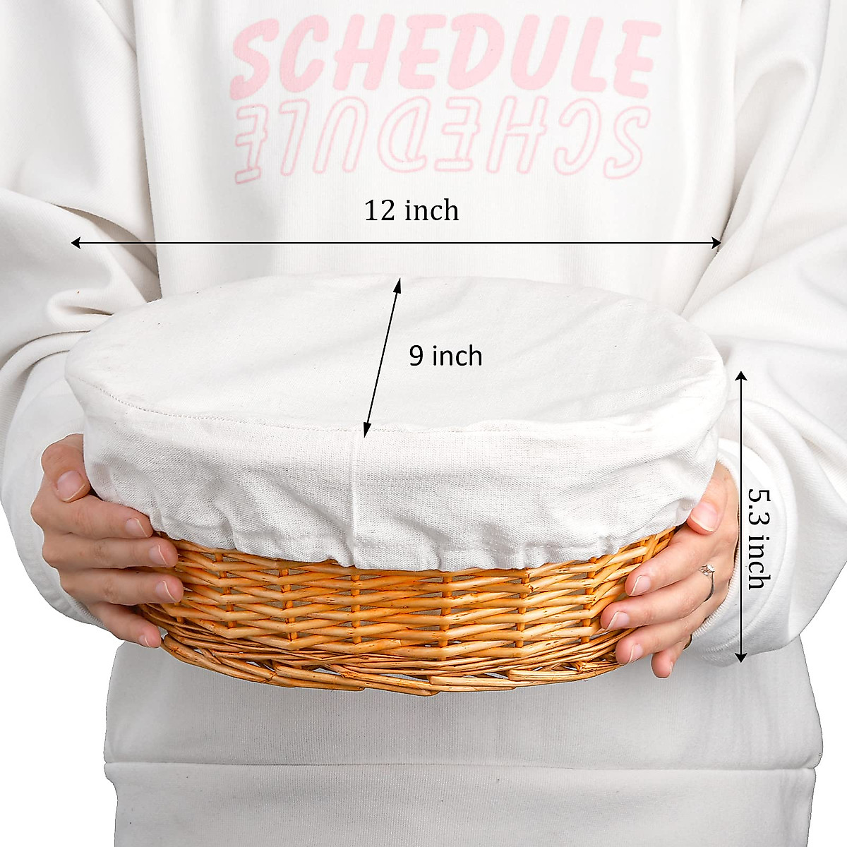 Nicunom Bread Basket for Serving, Large Bread Storage Basket with Removable Liner & Cover, Wicker Fruit Basket Picnic Basket Easter Gift Baskets Rattan Basket for Sourdough Bread