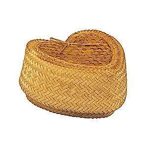 WD- Thai Kra-tip Sticky Rice Heart shape Bamboo Basket Handmade Steamers Cookware-4 inch for Home,restaurant or Cookware -collecting things.