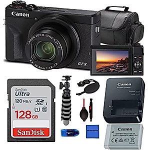 Camera PowerShot G7 X Mark III Digital Camera (Black) Pro Bundle + Camera Bag + Sandisk 128GB Memory Card + Flex Tripod + SD Card Reader + Cleaning Kit