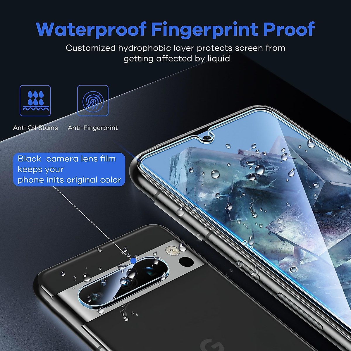 AACL Pixel 8 Pro Screen Protector Tempered Glass with Camera Lens Protector for Google Pixel 8 Pro Screen Protector，6.7 Inch [Fingerprint Unlock][Anti-Scratch] [9H] [3 +2 Pack ]