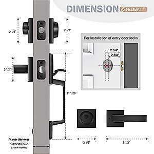 Felibat Matte Black Front Door Handle,Exterior Front Door Lock Set with Single Cylinder Deadbolt and Door Lever,Entry Door Locksets