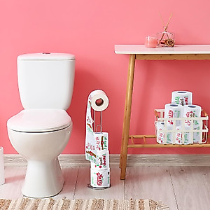 Cholemy 8 Rolls Merry Christmas Toilet Paper Funny Santa Claus Toilet Paper Fun Gag Gifts Christmas Stocking Stuffers for Xmas Party, White Elephant, Bathroom Decor, 3 Ply 4 Style