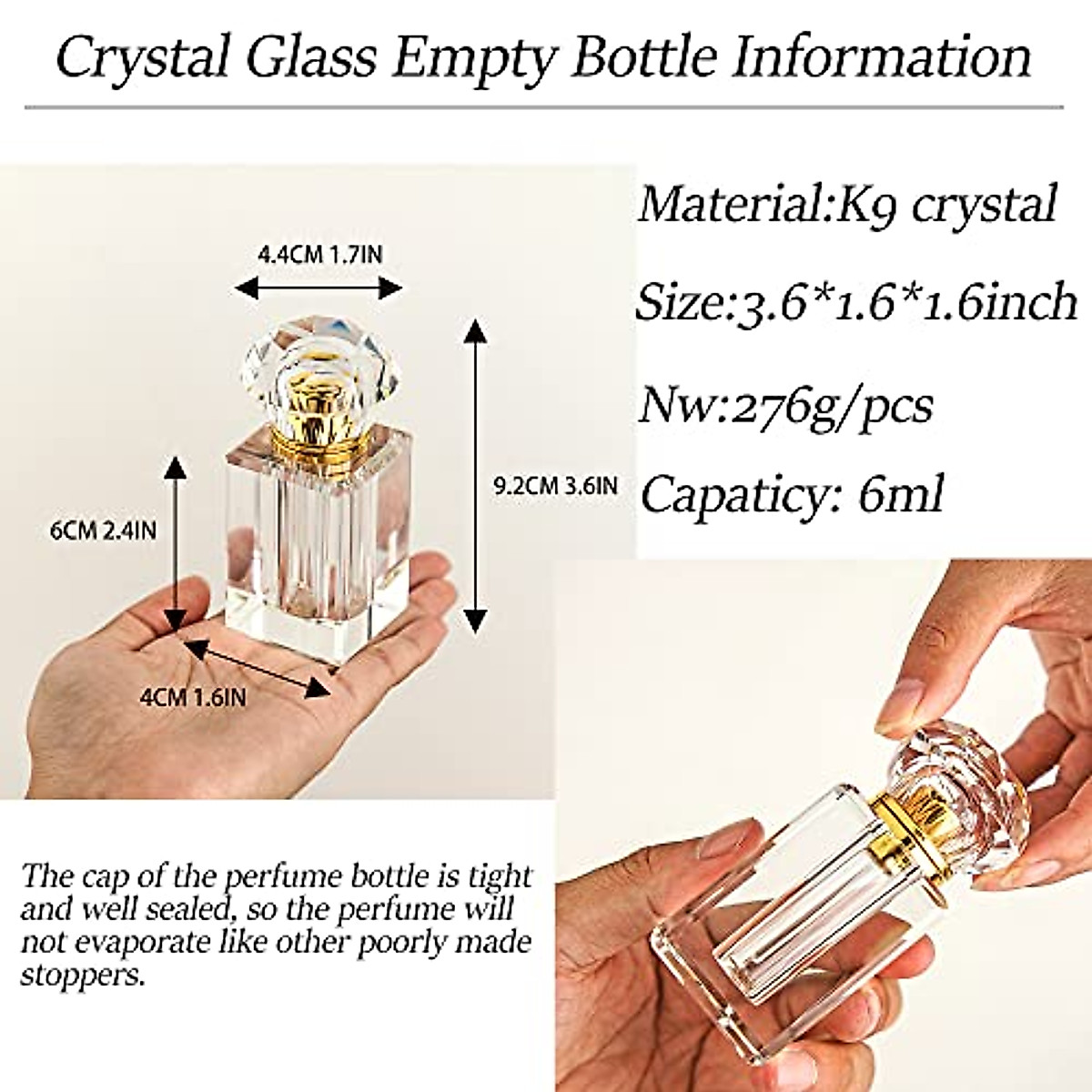 H&D HYALINE & DORA H&D Crystal Perfume Bottles Empty Refillable Decorative Bottles Glass Bottles for Home Decor Lady Gift