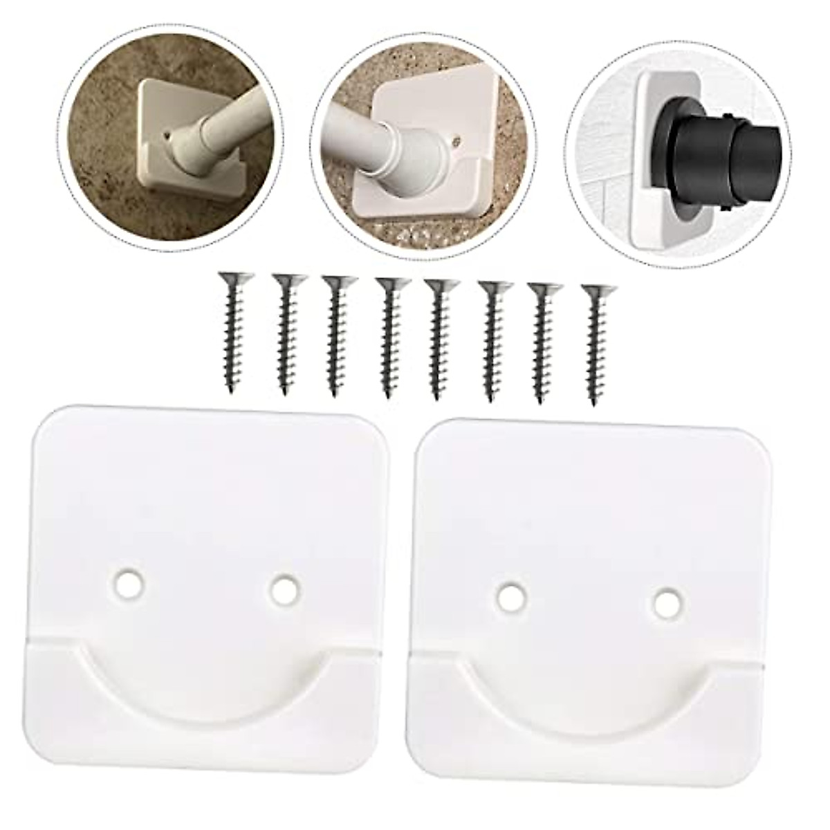 DOITOOL 6pcs Bracket Holder Heavy Duty Shower Curtain Tension Curtain Rods Circle Hooks Adhesive Curtain Rod Holder Wall- Mounted Shower Rods Holder Shower Curtain Tension Holder Fixture
