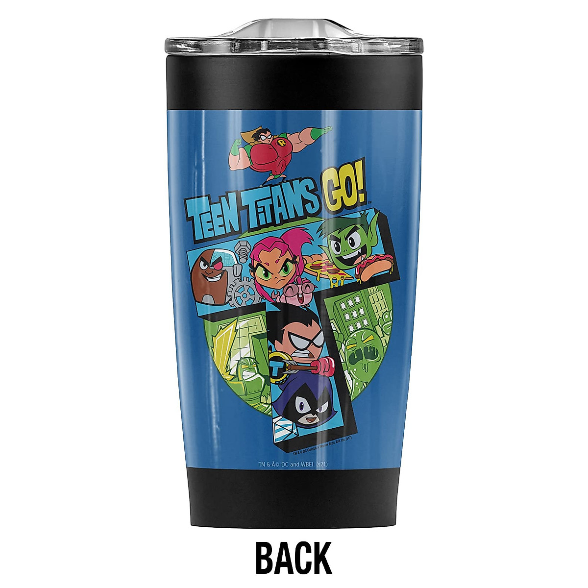 Logovision Teen Titans Go! T Stainless Steel Tumbler 20 oz Coffee Travel Mug/Cup, Vacuum Insulated & Double Wall with Leakproof Sliding Lid | Great for Hot Drinks and Cold Beverages