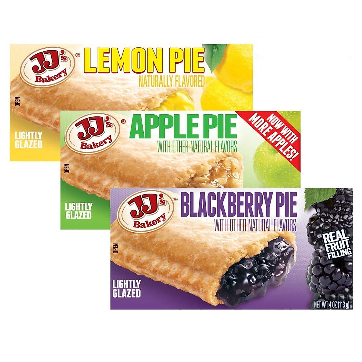 JJ's Bakery Ultimate Variety Pie Snack Pies, Individual Dessert, Fresh-Baked, Perfect for Snacks, Nut-Free, Kosher Parve, 4 Oz Each (Pack of 12)