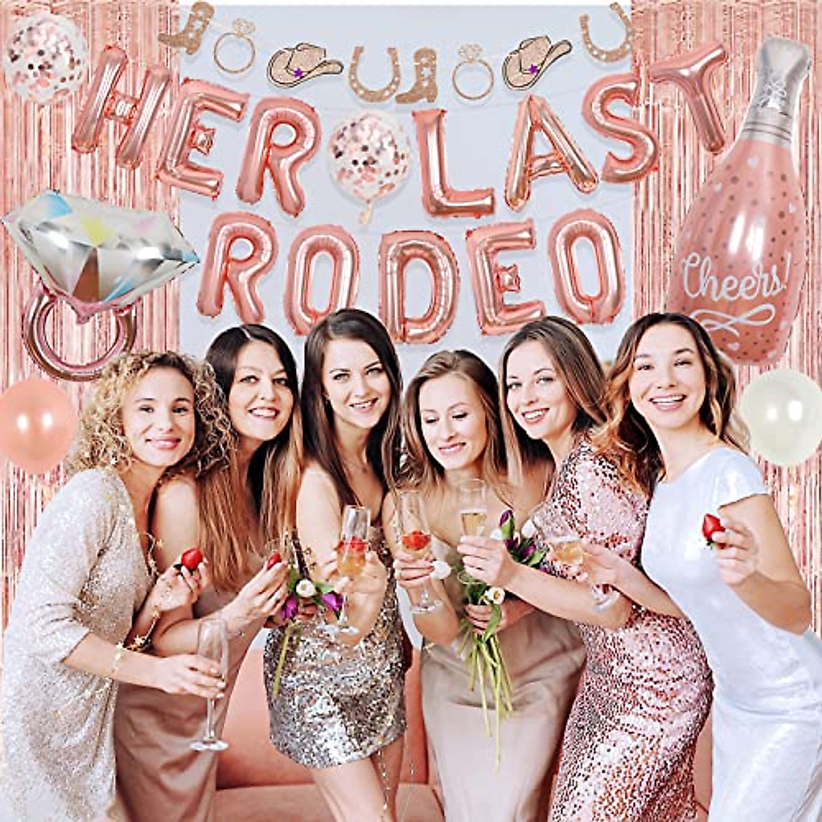 Western Bachelorette Party Decorations Her Last Rodeo Balloons Cowgirl Banner for Bridal Shower Wild West Party Supplies