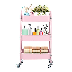 3-Tier Metal Mesh Utility Rolling Cart Storage Organizer with Wheels, Black