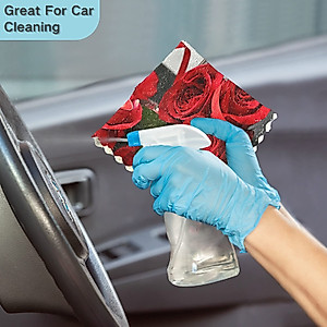 linqin Red Wine Rose Kitchen Towels Dishcloths, Pack of 6, Soft Reusable Absorbent Dish Towels Sets Cleaning Towels for Cleaning Dishes, Counters, Kitchen, Bathroom