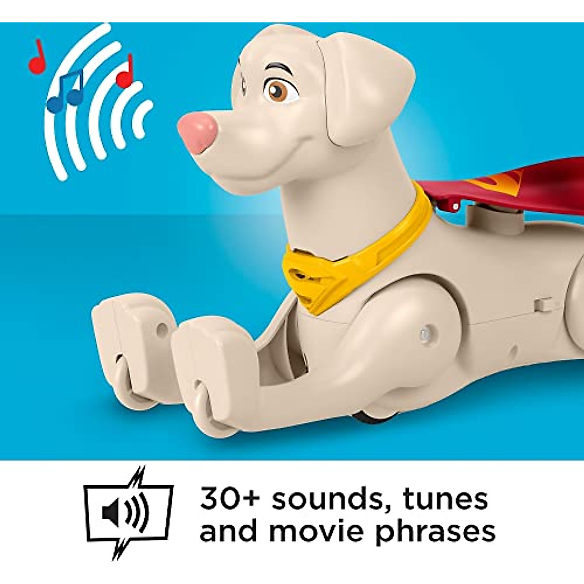 Fisher-Price DC League of Super-Pets Krypto Toy, 14 inches long, Authentic Movie Figure with Sounds Phrases & Motorized Motion, Rev & Rescue, for 3 years and up
