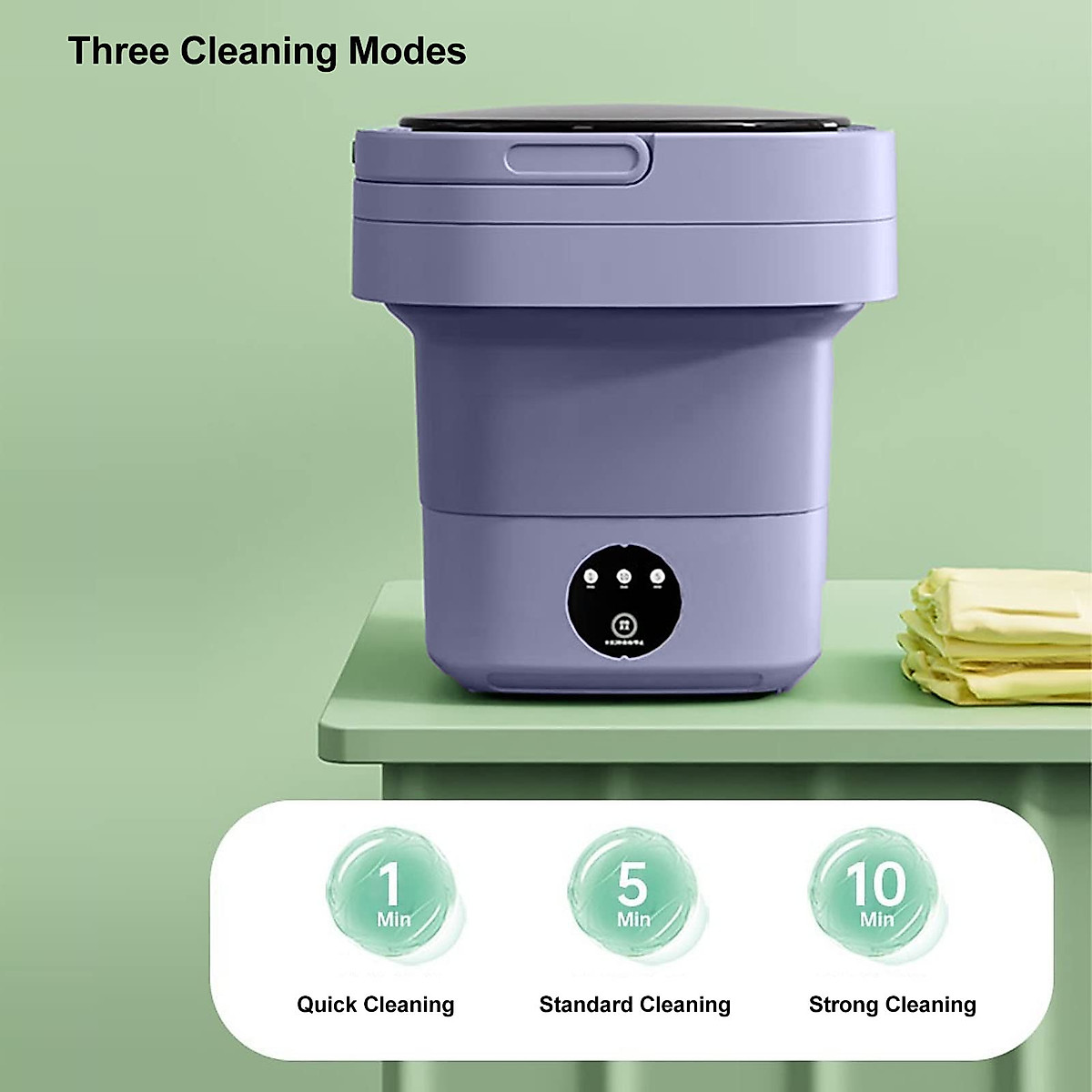 Portable Washing Machine, Mini Foldable Washer and Spin Dryer with Drainage Pipe, Lightweight Bucket Washer for Apartment, Laundry, Camping, RV, Travel, Underwear, Socks ()