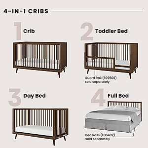 Child Craft Cranbrook 4-in-1 Convertible Crib, Baby Crib Converts to Day Bed, Toddler Bed and Full Size Bed, 3 Adjustable Mattress Positions, Non-Toxic, Baby Safe Finish (Toasted Chestnut)