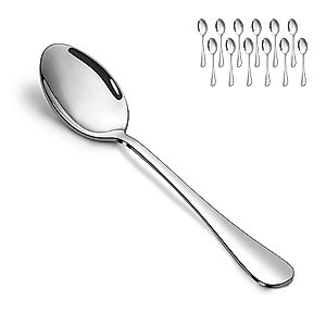Stainless Steel Flatware Set, 12 Pieces, Mirror Polished Soup and Tablespoons, Dishwasher Safe (Dinner Spoons Set of 12)