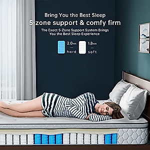 Serweet 8 Inch Memory Foam Hybrid Twin Mattress - 5-Zone Pocket Innersprings Motion Isolation - Heavier Coils for Durable Support -Pressure Relieving - Medium Firm - Made in North America