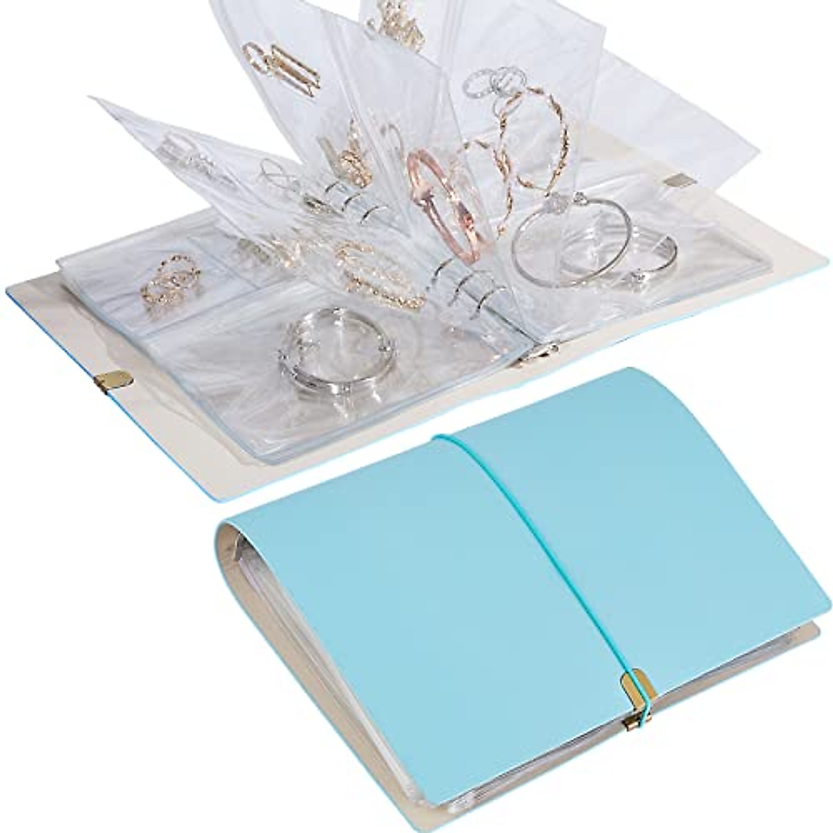 Unicorn Castle Jewelry Travel Organizer Case Jewelry Storage Book Organizer Earring Necklace Holder Jewelry Travel Bag with Transparent Zipper Bag for Women Ring Bracelets, Green