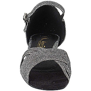Women's Ballroom Dance Shoes Salsa Latin Practice Dance Shoes Black Glitter Satin 6030FTEB Comfortable - Very Fine 1" Heel 8.5 M US [Bundle of 5]