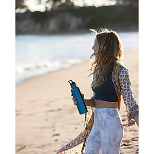 Insulated Water Bottle with 3 Lids: Straw, Flip, and Chug - Small Reusable Ascent Narrow Mouth Stainless Steel Thermos Flask, Pattern: Carrara Marble, 17oz with 3 Lids