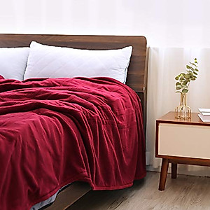 Electric Heated Blanket Twin Size 62'' x 84'' Super Cozy Soft Fleece Fast Heating & ETL Certification with 10 Hours Auto-Off & 4 Heating Levels - Red Wine