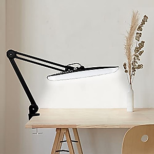 Neatfi XL 2,200 Lumens LED Task Lamp with Clamp, 24W Super Bright Desk Lamp, 117 Pcs SMD LED, 20 Inches Wide Lamp, 4 Level Brightness, Dimmable, Eye-Caring LED Lamp, Table Clamp LED Light (Black)