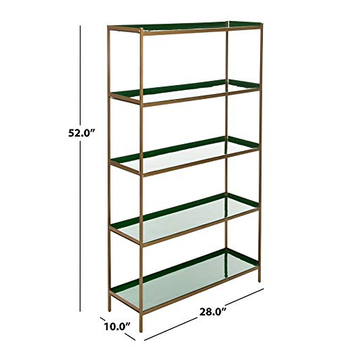 Safavieh Home Justine Contemporary Green and Brass 5-tier Etagere Bookshelf