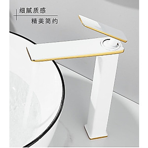 JCAKES Brass Black Gold Basin Faucet Bathroom Sink Faucets Hot Cold Water Mixer Crane Deck Mounted Single Handle Hole Bath Kitchen Tap (Color : Black and Rose Gold)