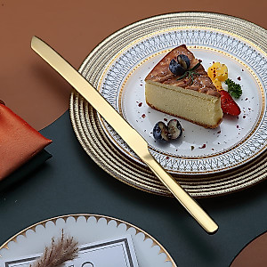 Gold Wedding Cake Knife and Server Set, Stainless Steel Cake Cutting Set for Wedding, Include Cake Cutter and Cake Server for Wedding, Parties, Activities, Family, Dishwasher Safe (Shiny Gold)