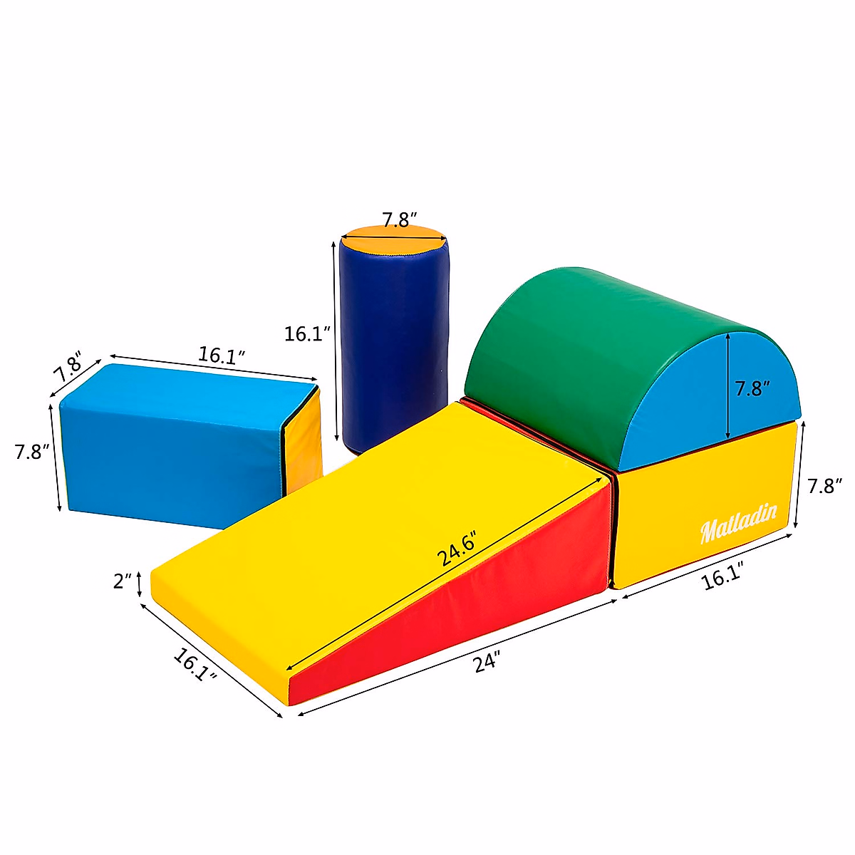 Matladin Indoor Safe Soft Foam Climber 5-Piece Sets, Beginner Toddler Climber with Slide Ramp Indoor Climbing Toys for Toddlers Kids and Children