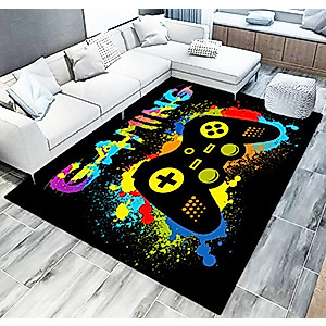 Gaming Controller Rug Boys Game Area Rug Gamer Rugs Game Non-Slip Rug Game Room Decor Gamer Carpets Teen Bedroom Living Room Gamer Room Home Decor(60x39inch)