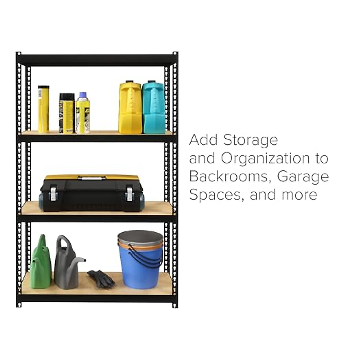 Space Solutions 1000 Riveted Steel Shelving 4-Shelf Unit, 12D x 30W x 48H, Black