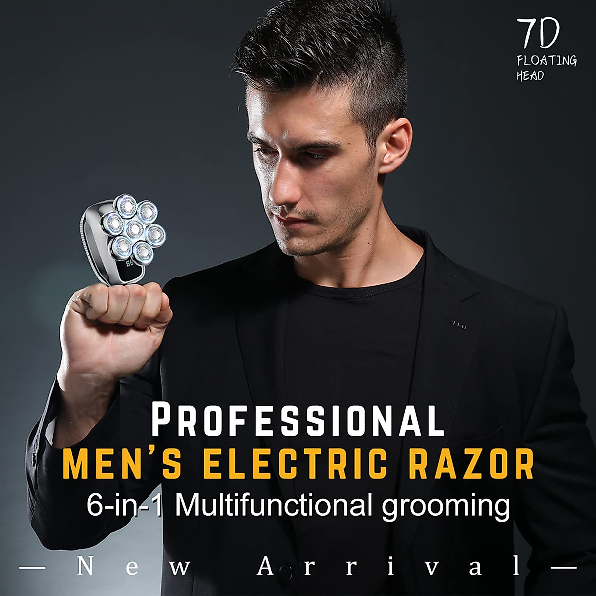 Head Shaver 7D Men’s 6-in-1 Electric Head Shaver for Bald Men, Head Electric Razor with Nose Hair Sideburns Trimmer, Waterproof Mens Grooming Kit, Anti-Pinch, LED Display, USB Rechargeable Washable