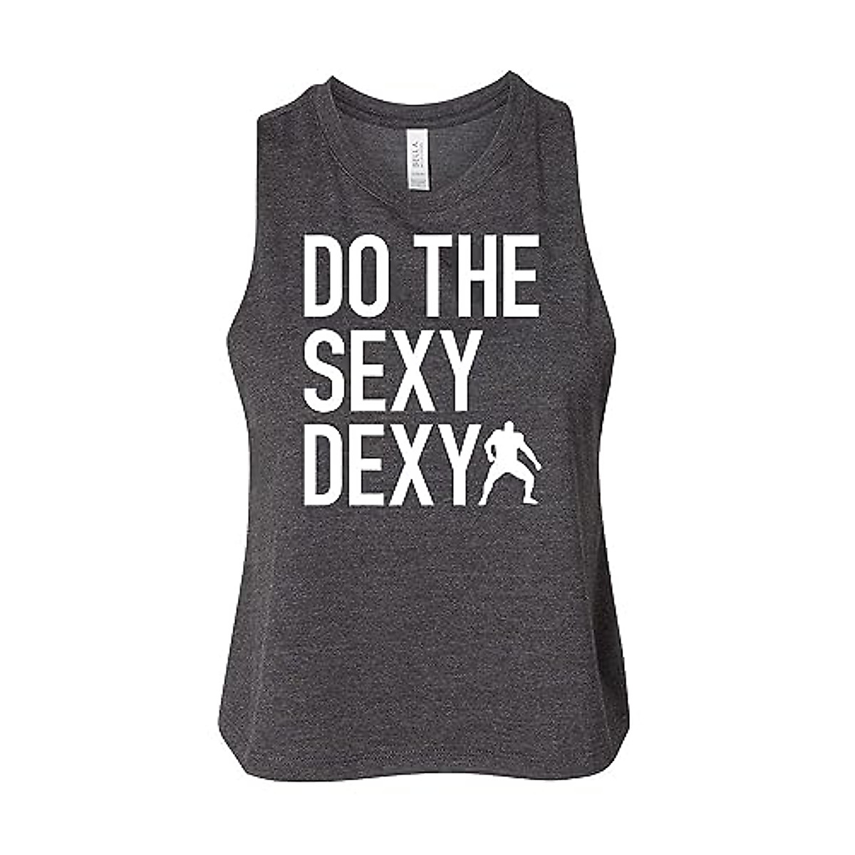 Instant Message - Do The Sexy Dexy - Juniors Cropped Racerback Tank Top - Size Small Heather Charcoal